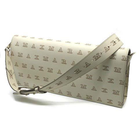 【中古】マックスマーラ MAX MARA Gram モノグラム 3WAY ショルダーバッグ 斜め掛け ウエストバッグ レザー ベージュ レディース