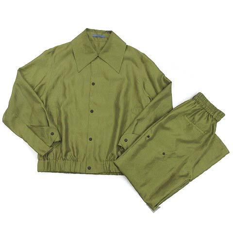 【中古】セモー semoh 2023SS 上下 セットアップ WIDE COLLAR JACKET / FREE TROUSERS ジャケット パンツ グリーン 1 メンズ