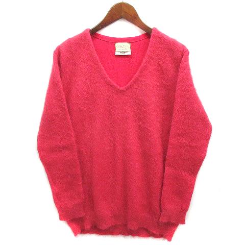 【中古】フォルテフォルテ FORTE FORTE knit Vネック ニット セーター モヘア 長袖 ピンク 2 イタリア製 レディース