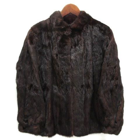 【中古】SIBERIAN FUR STORE ミンクファー コート 毛皮 ダークブラウン レディース