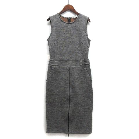 【中古】マックスマーラ MAX MARA 2022AW 白タグ GINNATA ウール ジャージー ボンディング タイト ワンピース ノースリーブ グレー 38