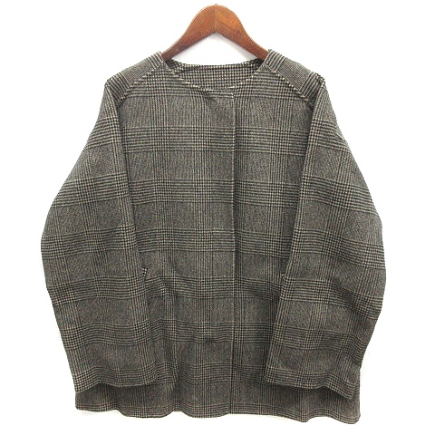 【中古】アンタイトル UNTITLED プレシャス リバー ショート コート グレンチェック ノーカラー 2023AW ベージュ 2 153-97400 レディース
