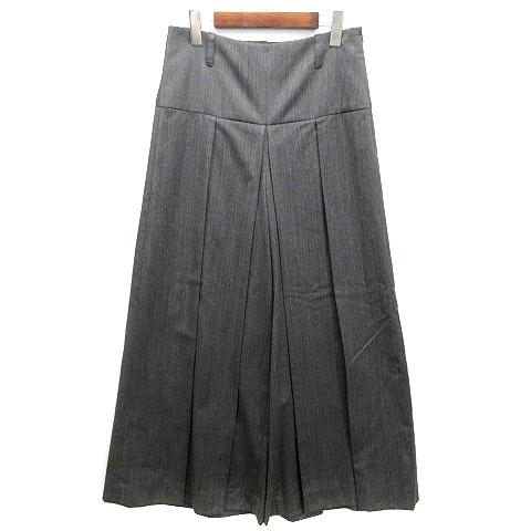 【中古】イントゥーカ intoca ウール ヘリンボーン ボックスプリーツ ハカマ ワイドパンツ グレー 2 レディース