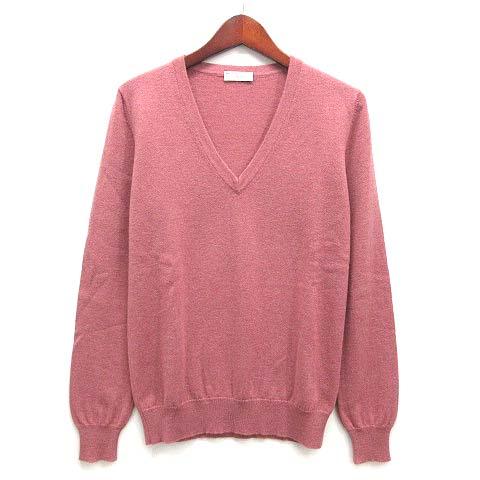 【中古】ブルネロクチネリ BRUNELLO CUCINELLI カシミヤ100％ ニット モニーレ 装飾 Vネック セーター 長袖 ピンク XS レディース