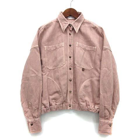 【中古】ブルネロクチネリ BRUNELLO CUCINELLI モニーレ付き クロップド デニム ブルゾン ジャケット 綿麻 2022SS ピンクベージュ 36