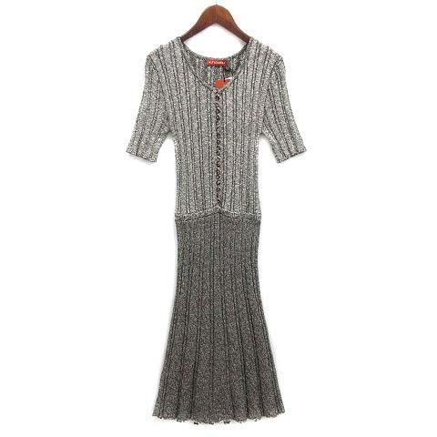 【中古】アルチュザラ ALTUZARRA コットン ニット メランジ ワンピース ドレス 半袖 ブラック 黒 S 120-8306 レディース