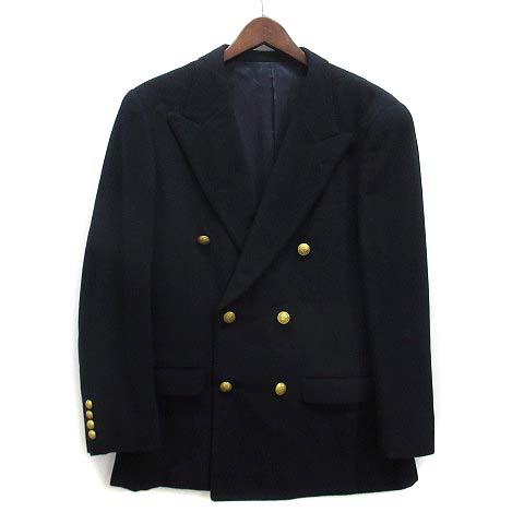 【中古】グレンオーオーヴァー GLENOVER 紺ブレザー ウール カシミヤ ジャケット 金ボタン ネイビー ヴィンテージ