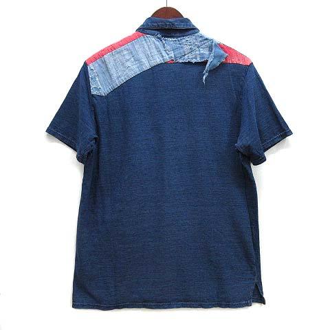【中古】キャピタル kapital 天竺 ポロシャツ 半袖 インディゴ 藍染 ボロ BORO パッチワーク 2 メンズ