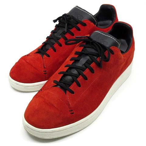 【中古】ワイスリー Y-3 ヨウジヤマモト アディダス YOUJI COURT パンチングロゴ スエード スニーカー ローカット G26847 レッド 赤 27cm