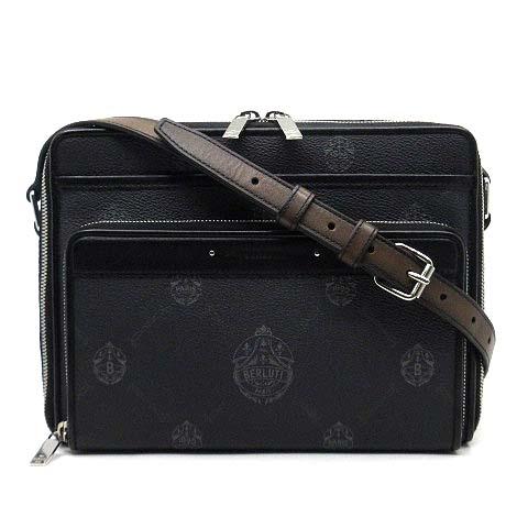 【中古】ベルルッティ Berluti マイルズ MILES MM ショルダーバッグ 斜め掛け PVC レザー ブラック 黒 メンズ