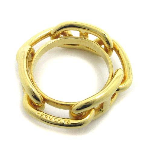 【中古】エルメス HERMES シェーヌダンクル スカーフリング ゴールド 超美品 レディース