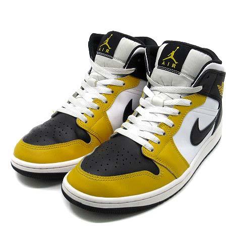 【中古】ナイキ NIKE エアジョーダン 1 ミッド AIR JORDAN 1 MID スニーカー DQ8426-701 イエロー ブラック 27cm メンズ