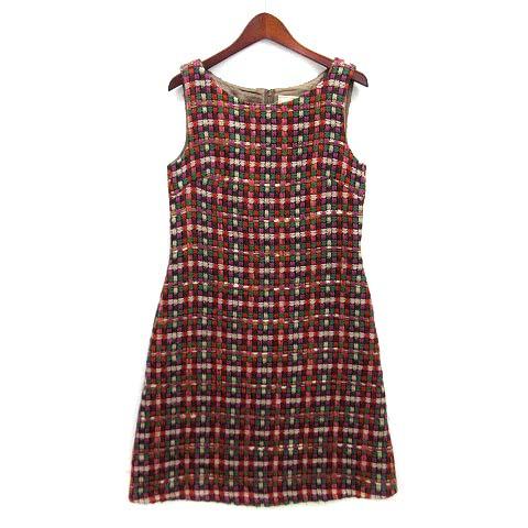 【中古】シビラ SYBILLA チェック ウール ニット ノースリーブ ワンピース マルチカラー M レディース