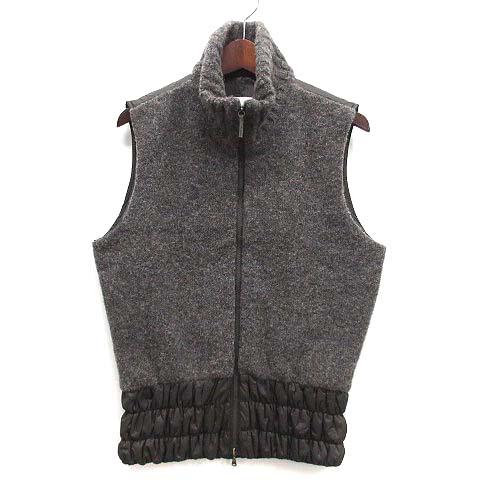 【中古】ファビアナフィリッピ FABIANA FILIPPI アルパカ ウール 中綿 ベスト ルーチェ ジップアップ 異素材切替 グレー系 XS 美品
