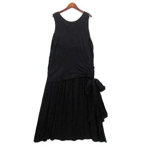 【中古】ワイズ Y's ヨウジヤマモト ノースリーブ フレア ロング ワンピース レーヨン キュプラ 無地 ブラック 2 レディース