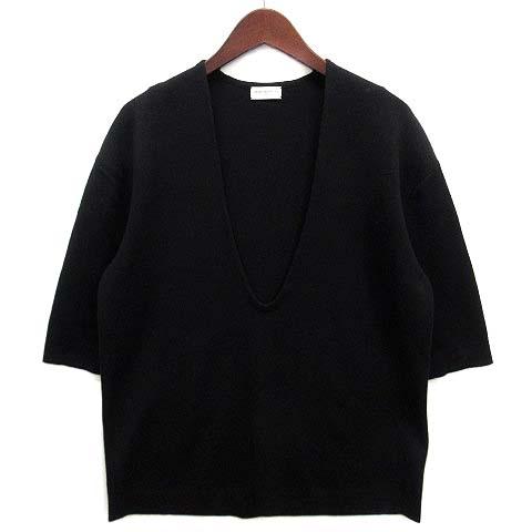 【中古】ドリスヴァンノッテン DRIES VAN NOTEN ウール ミラノリブ ニット オーバーサイズ ヴァルーズ セーター 七分袖 ブラック 黒 S