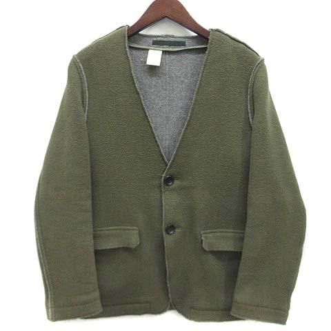 【中古】ミスターハリウッド N.HOOLYWOOD ダブルフェイス ノーカラー ジャケット ウール カーキ 36 152-JK03 メンズ
