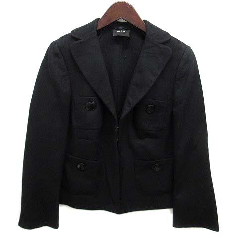 【中古】アクリス AKRIS カシミヤ100％ ジャケット ブラック 黒 44 レディース