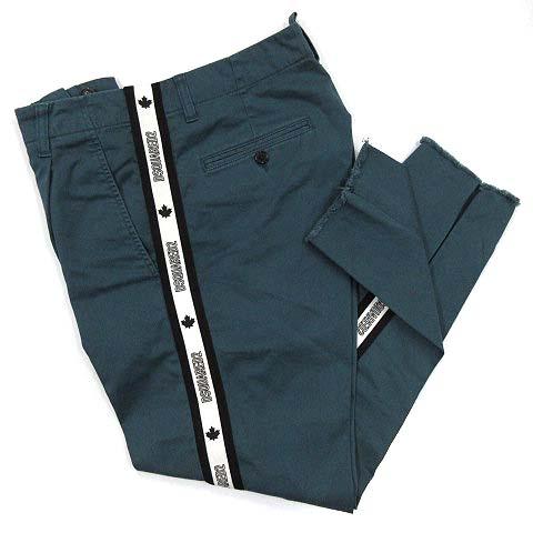 【中古】ディースクエアード DSQUARED2 New Dan Tape Trousers サイドライン テープ トラウザー パンツ チノパン 44 ブルーグリーン