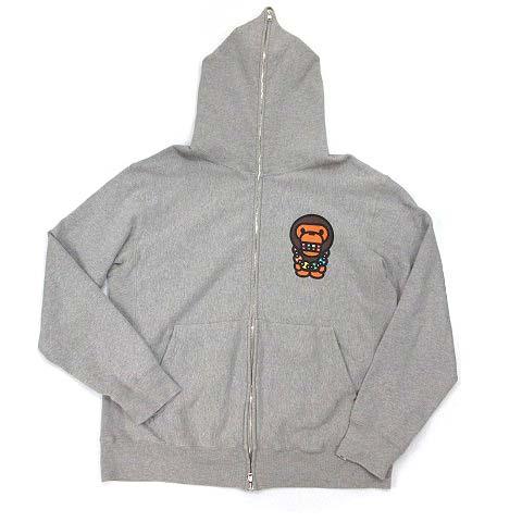 【中古】アベイシングエイプ A BATHING APE ベイビーマイロ BABY MILO フルジップ スエット パーカー グレー L ☆AA★ メンズ