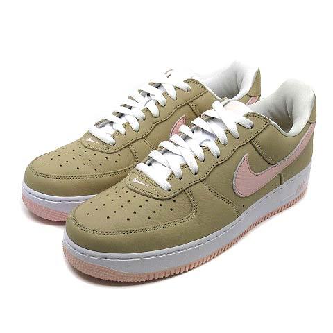 【中古】ナイキ NIKE エアフォースワン ロー レトロ リネン AIR FORCE 1 LOW RETRO LINEN スニーカー 845053-201 ベージュ ピンク 27.5cm