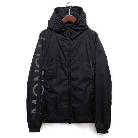 【中古】モンクレール MONCLER ベサール BESAR リフレクター ロゴ ナイロン ジャケット ジップアップ パーカー 2022AW ブラック 黒 2x