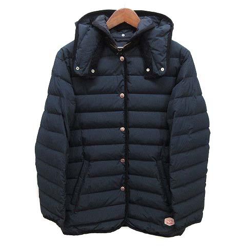 【中古】ヴァンソンエミレイユ ステッチレス ダウン ジャケット フード付き 36 ネイビー 紺 VM182SD26020 レディース