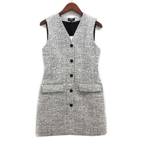 【中古】未使用品 セオリー Theory 2025SS ツイード スリーブレス ブレザー ドレス MOD TWEED SL CL BLAZER DR ホワイトマルチ 0