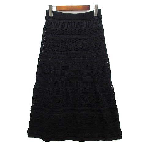 【中古】ヴィヴィアンタム VIVIENNE TAM かぎ編み コットン スカート ロング ウエストゴム ブラック 黒 38 09275671 レディース
