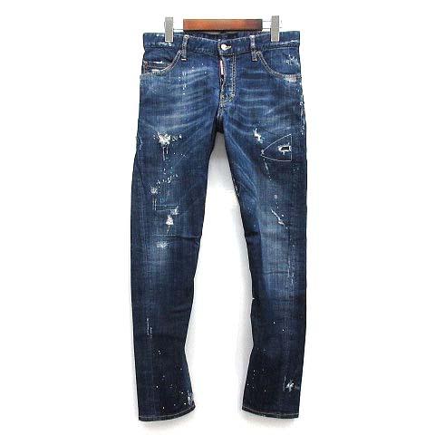 【中古】ディースクエアード DSQUARED2 セクシーツイストジーンズ SEXY TWIST JEAN デニム パンツ ペイント ダメージ加工 S74LA0899 44