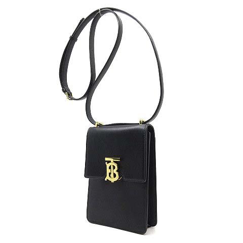 【中古】バーバリー BURBERRY ロビンバッグ TBロゴ ミニ ショルダーバッグ レザー ブラック ゴールド ☆AA★ メンズ レディース