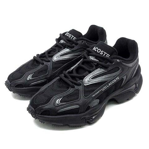 【中古】ラコステ アダムエロペ LACOSTE for ADAM ET ROPE コラボ ローカット スニーカー L003 2K24 ブラック 22.5cm 超美品 レディース