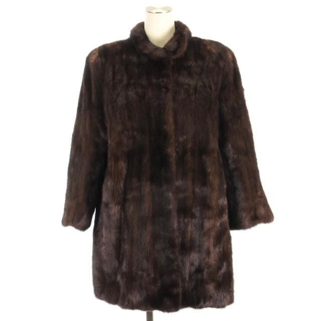 【中古】LUPIAN FUR ミンクファー コート ショート丈 毛皮 ブラウン 15 ■GY18 レディース