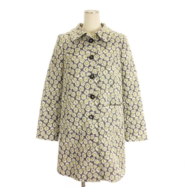 【中古】エムズグレイシー M'S GRACY 良品 25SS デイジー柄 ジャガード コート スプリング 花柄 黒 ブラック 38