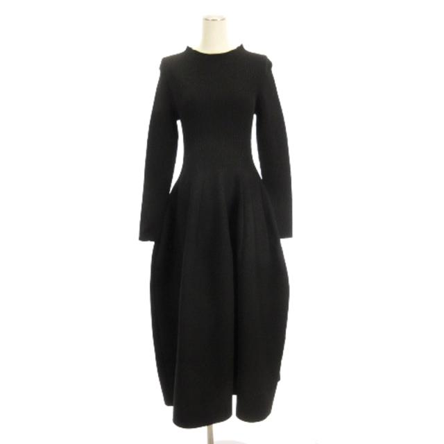 【中古】エムアイディー m,i,d, m-i-d 25SS リブ切替ダーツ デザイン ニット ワンピース ロング G745-002 ブラック 36