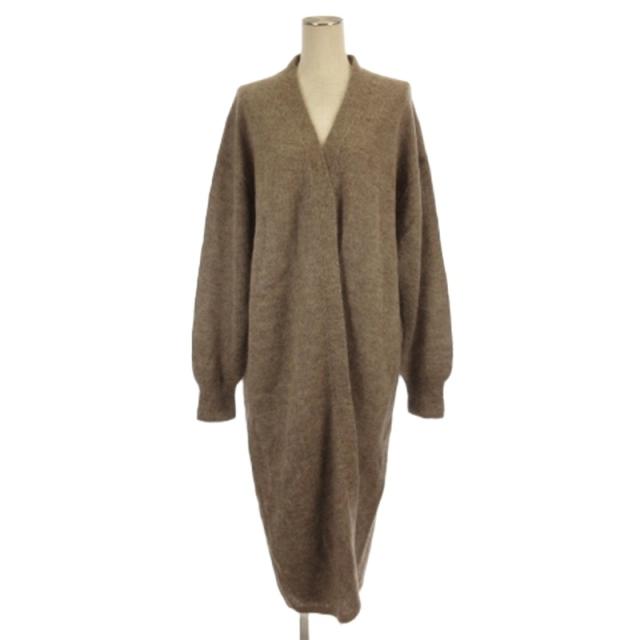 【中古】未使用品 イレーヴ YLEVE タグ付き ニット ロング カーディガン ウール モヘヤ混 ブラウン系 F レディース