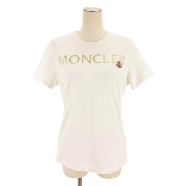 【中古】モンクレール MONCLER GIROCOLLO Tシャツ カットソー 半袖 クルーネック ロゴ プリント ホワイト S