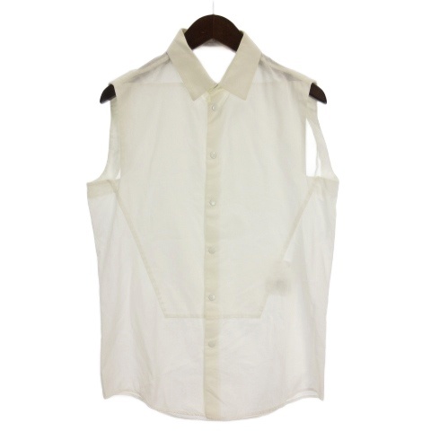 【中古】バレンシアガ BALENCIAGA ノースリーブ シャツ シアー コットン イタリア製 ホワイト 38 メンズ