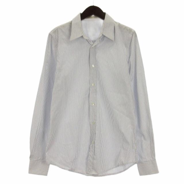 【中古】バレンシアガ BALENCIAGA ストライプ シャツ 長袖 ブルー系 M ☆AA★ メンズ