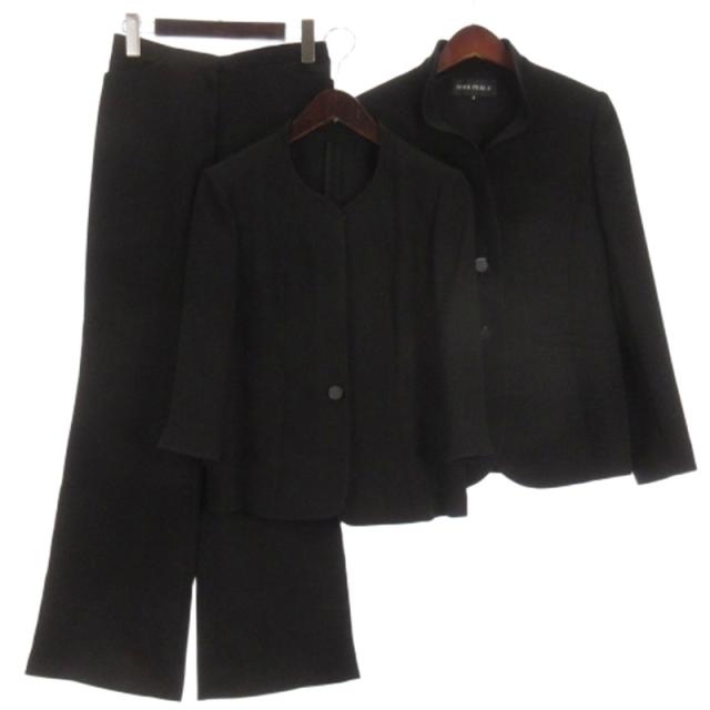【中古】SOIR PERLE 東京ソワール セットアップ 3ピース ジャケット パンツ ブラック 9 レディース