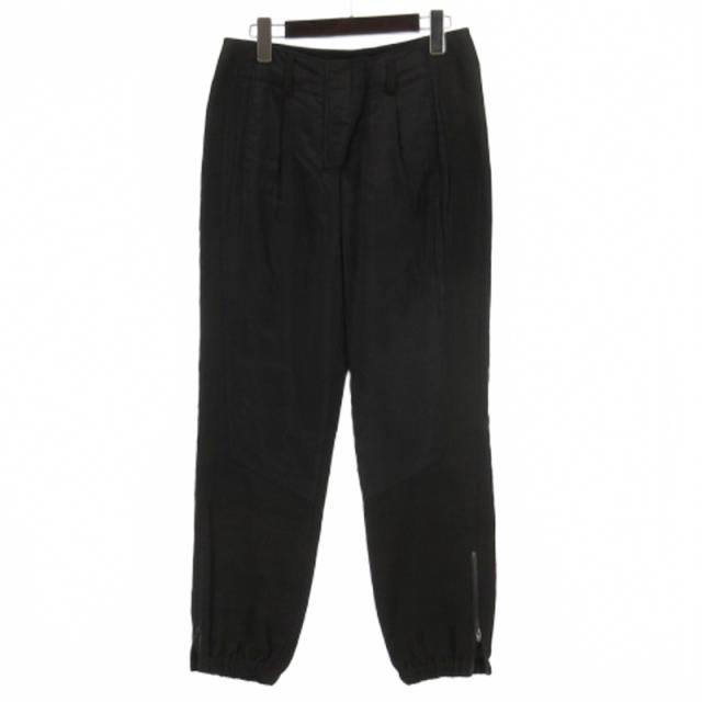 【中古】アレキサンダーワン ALEXANDER WANG 裾ジップ スラックス パンツ 切替 ブラック 0 レディース