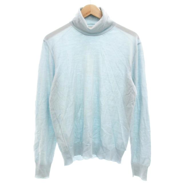 【中古】エルメス HERMES タートルネックニット セーター ウール L ライトブルー /JS メンズ