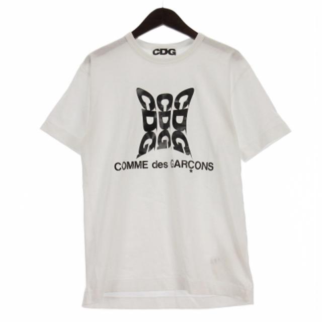 【中古】コムデギャルソン COMME des GARCONS CDG ロゴ プリント Tシャツ カットソー 半袖 SZ-T084 AD2025 ホワイト L