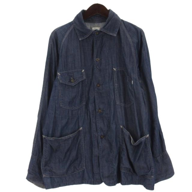 【中古】ポストオーバーオールズ  POST O'ALLS カバーオール シャツ ジャケット USA製 インディゴ M メンズ
