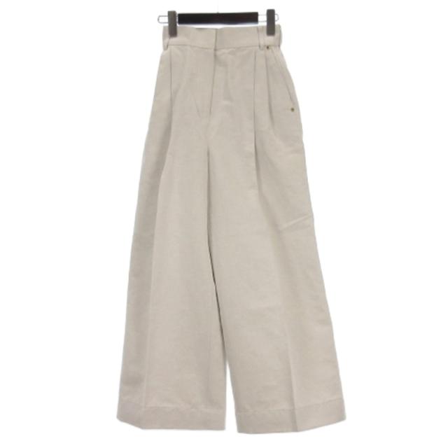 【中古】エブール ebure ツータック ワイドパンツ リネン コットン混  ホワイト系 36 レディース