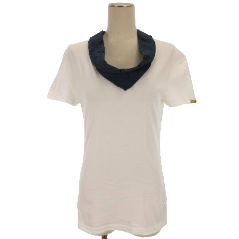 【中古】ジョンガリアーノ JOHN GALLIANO スカーフ カットソー Tシャツ 半袖 ホワイト S 251107E レディース