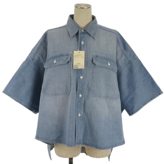【中古】未使用品 ウィムガゼット Whim Gazette タグ付き デニム ドルマンシャツ 五分袖 インディゴ F レディース
