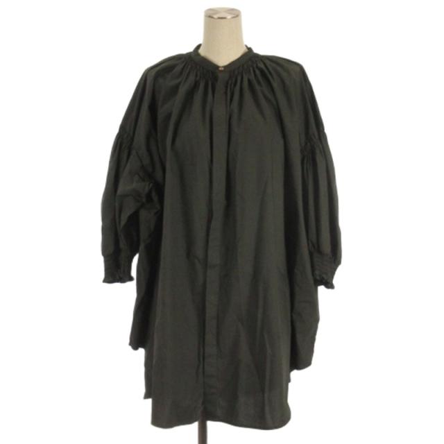 【中古】ビアズリー BEARDSLEY ガリャルダガランテ チュニック シャツ ブラウス シャーリング 長袖 グレー系 F