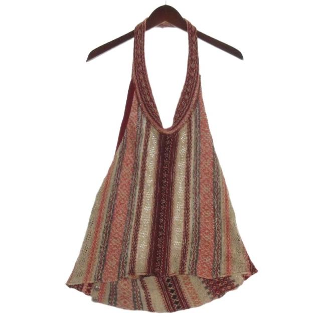 【中古】キャピタル kapital ホルターネック ニットベスト バックオープン リネン ウール混  レッド系 メンズ