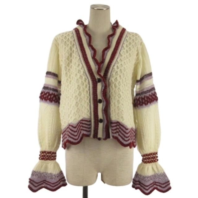 【中古】マメクロゴウチ モヘヤ ニット カーディガン MM20FW-KN013 ホワイト系 1 レディース